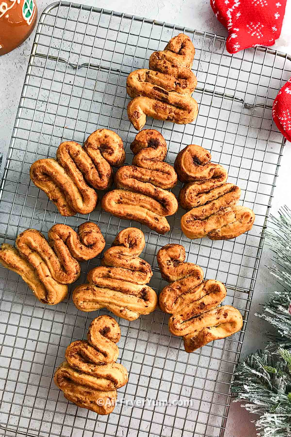 Air fryer Christmas Tree cinnamon rolls - Air Fryer Yum