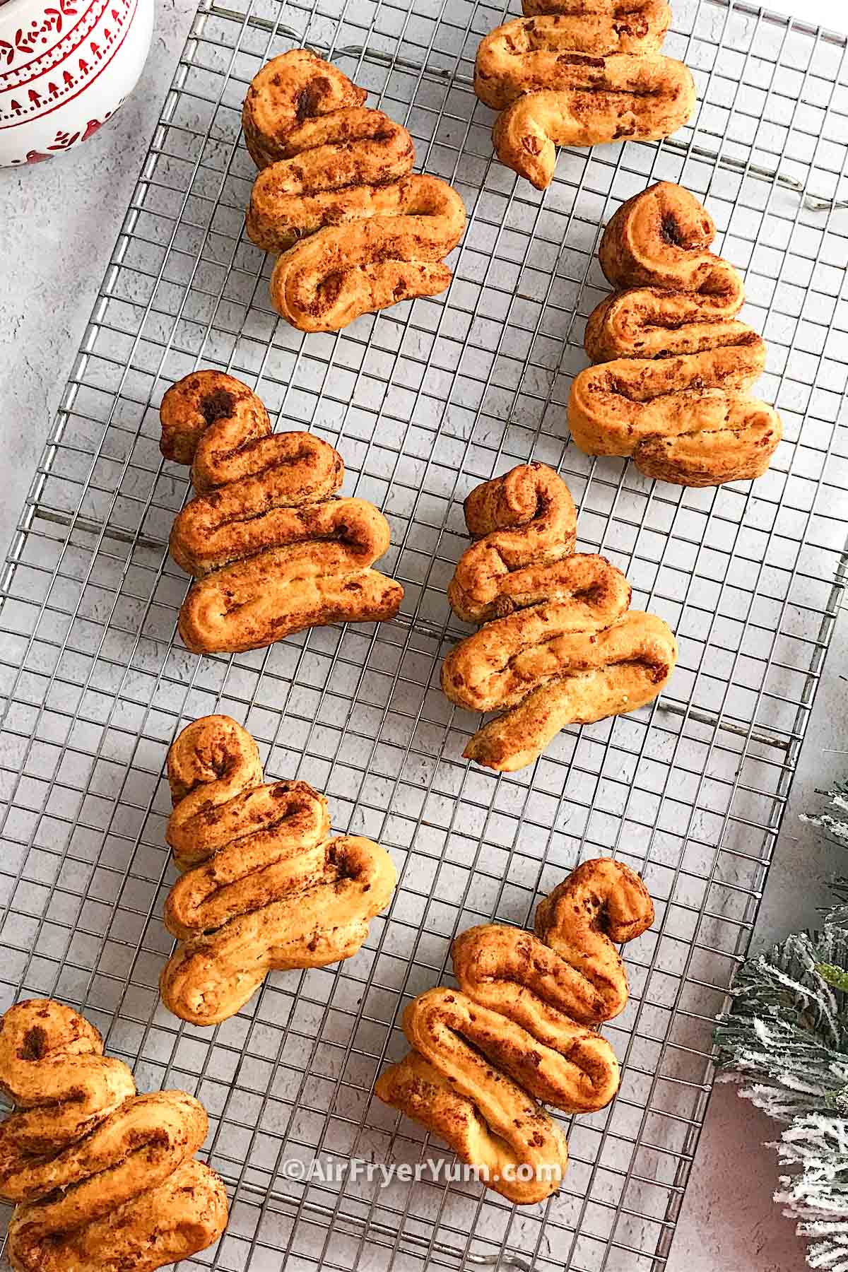 Air fryer Christmas Tree cinnamon rolls - Air Fryer Yum