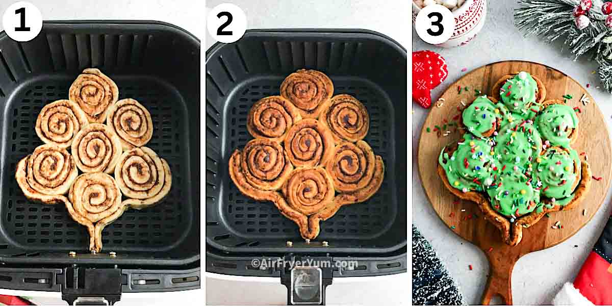 Air fryer Christmas Tree cinnamon rolls - Air Fryer Yum