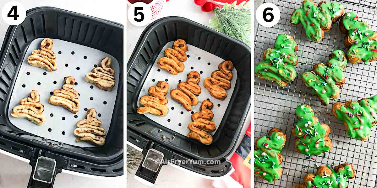 Air fryer Christmas Tree cinnamon rolls - Air Fryer Yum